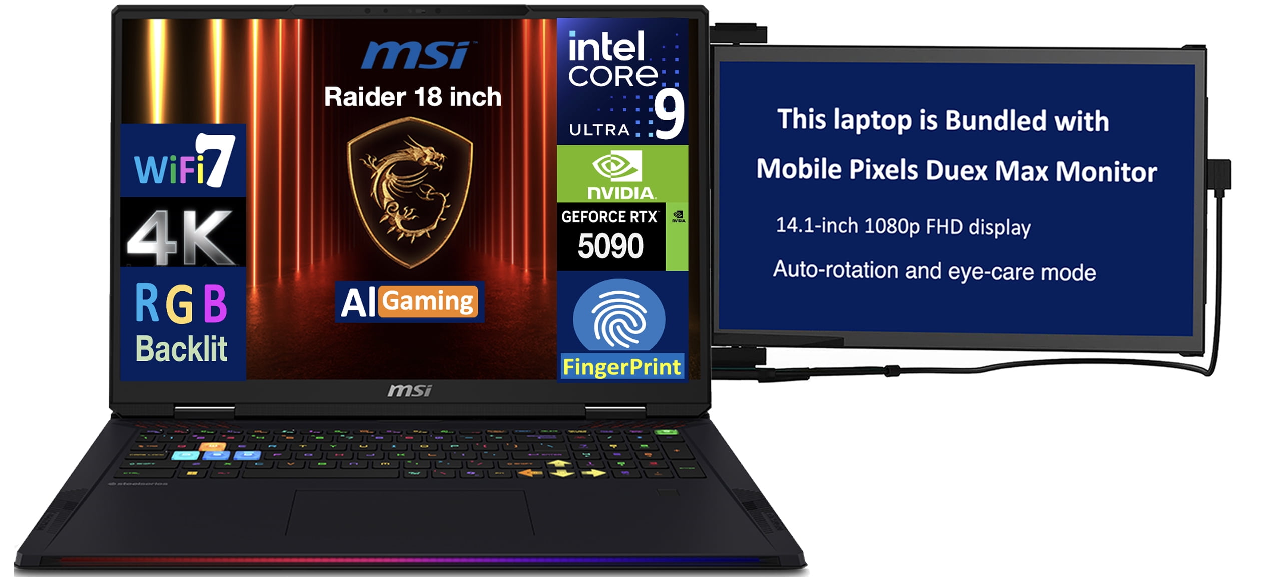 MSI Raider AI Gaming Laptop 18in 120Hz Mini LED 4K Display (Intel Ultra ...