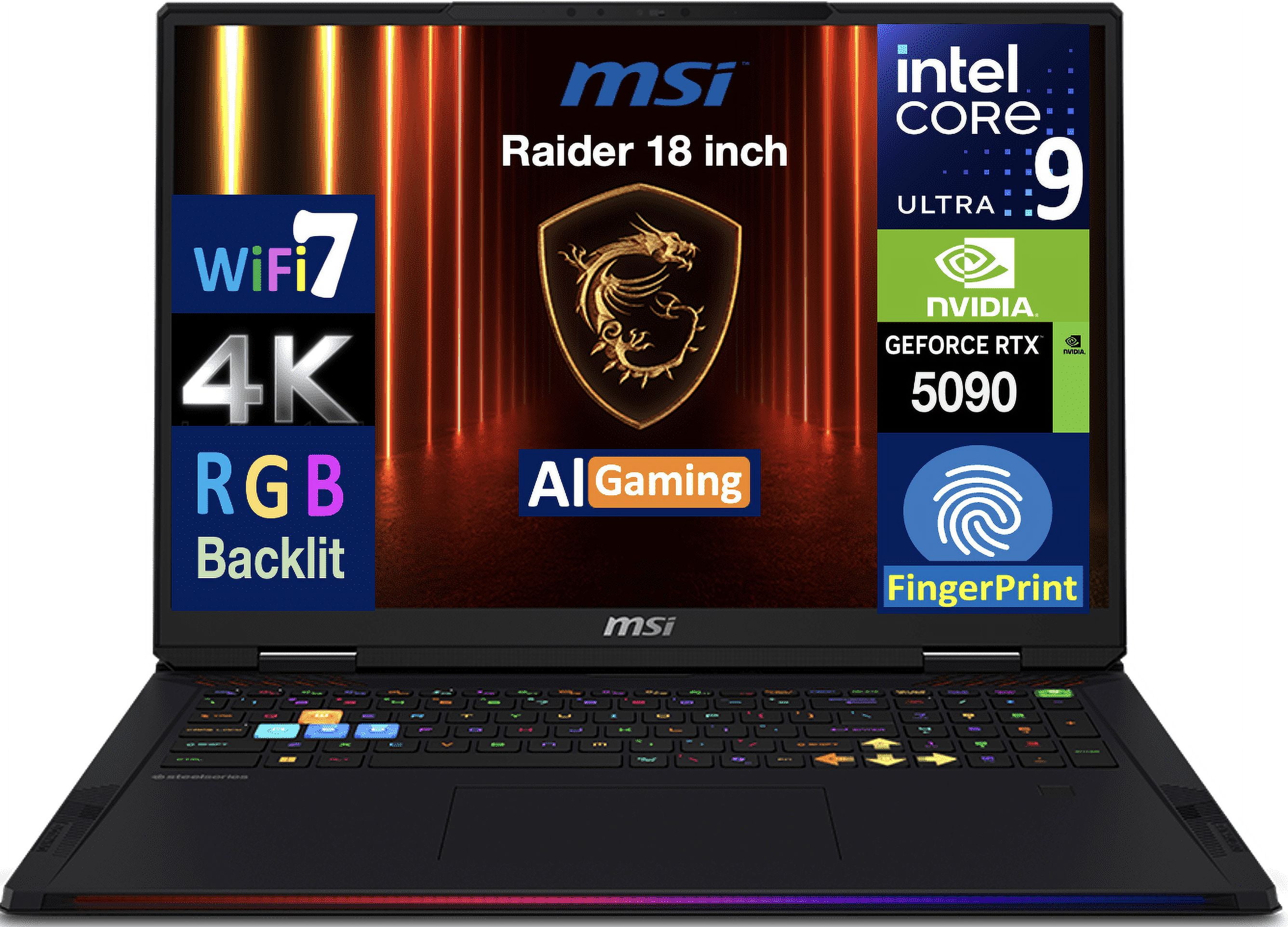 MSI Raider AI Gaming Laptop 18in 120Hz Mini LED 4K Display (Intel Ultra ...