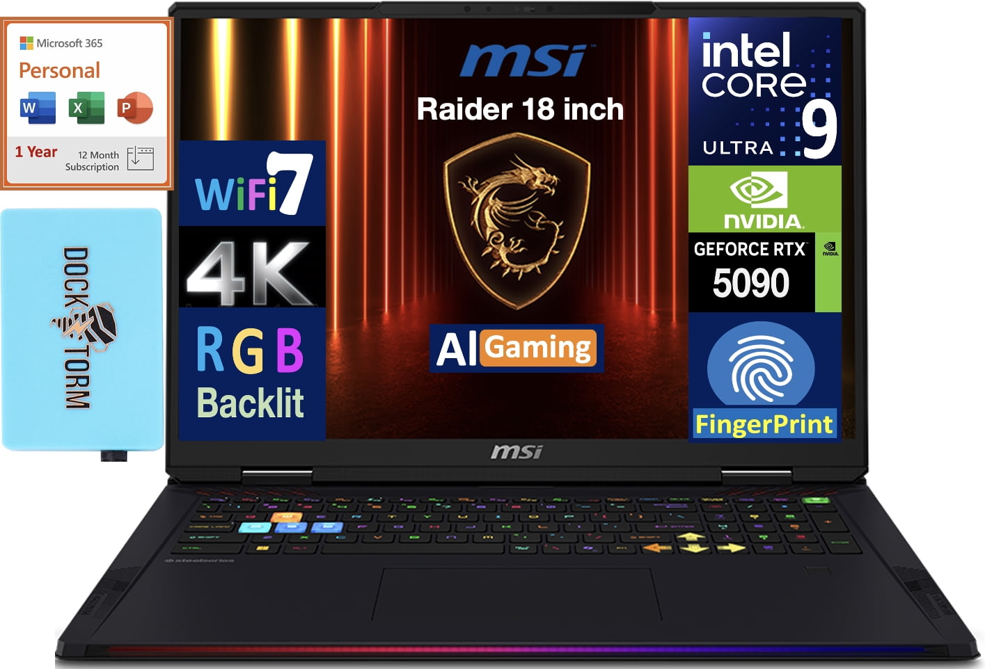 MSI Raider AI Gaming Laptop 18in 120Hz Mini LED 4K Display (Intel Ultra ...