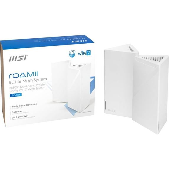 MSI Roamii BE Lite Mesh System - 2 Pack (WiFi 7, BE 5000, Up to 5,800 ...