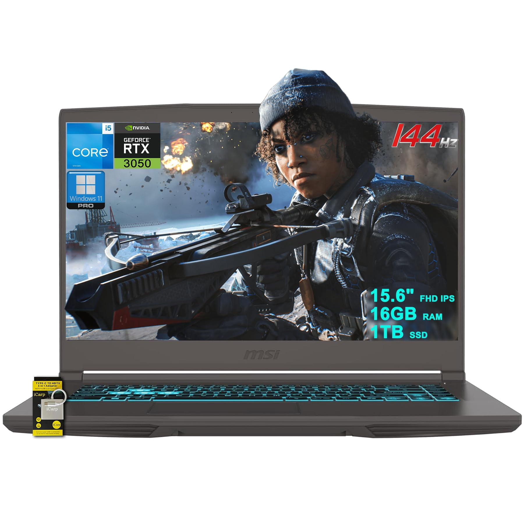 MSI Thin 15 Gaming Laptop 15.6" FHD IPS 144Hz Intel 8-core i5-13420H ...