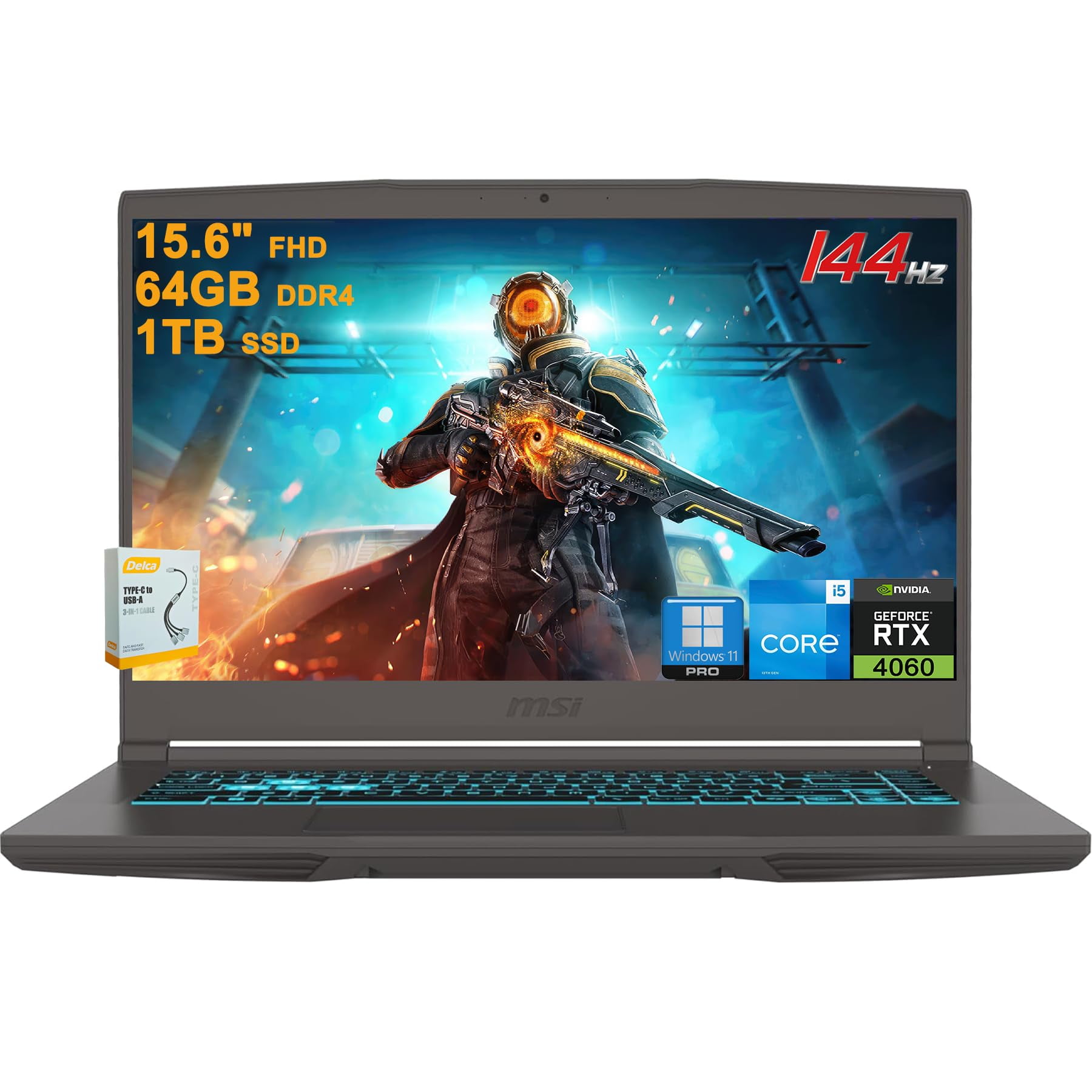 MSI Thin 15 Gaming Laptop | 15.6" FHD IPS 144Hz | Intel 8-core i5 ...