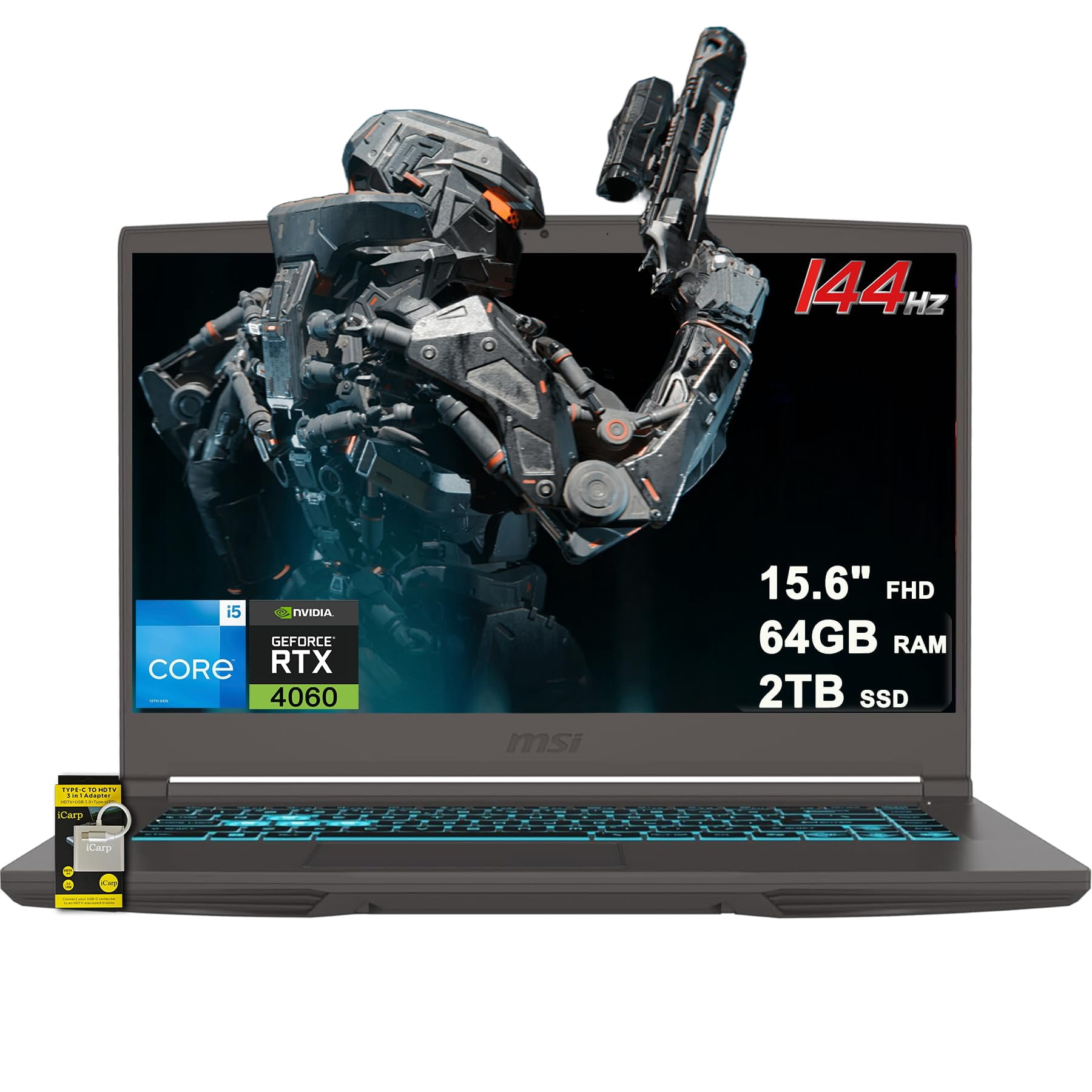 MSI Thin 15 Gaming Laptop 15.6" FHD IPS 144Hz Intel Octa-core i5-13420H ...