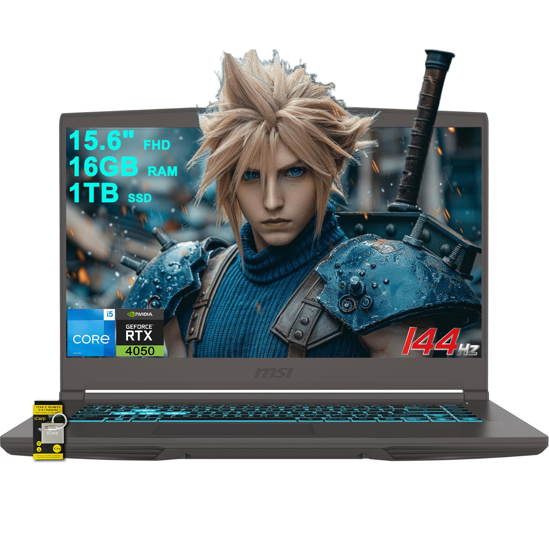 MSI Thin 15 Gaming Laptop 15.6" FHD IPS 144Hz Intel Octa-core i5-13420H ...