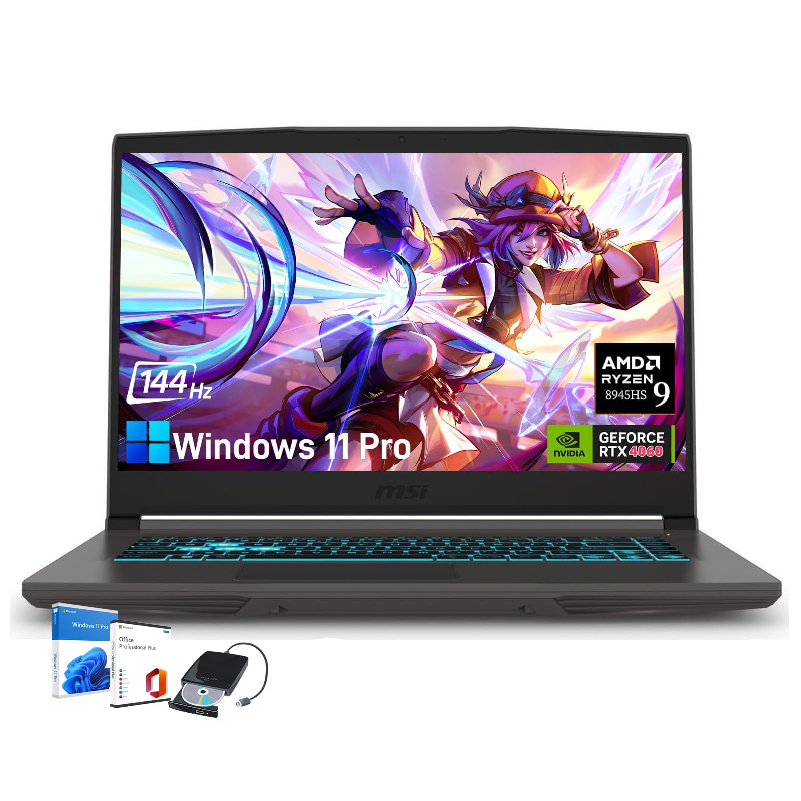 MSI Thin 15 Gaming Laptop - AMD Ryzen 9 8945HS, NVIDIA GeForce RTX 4060 ...