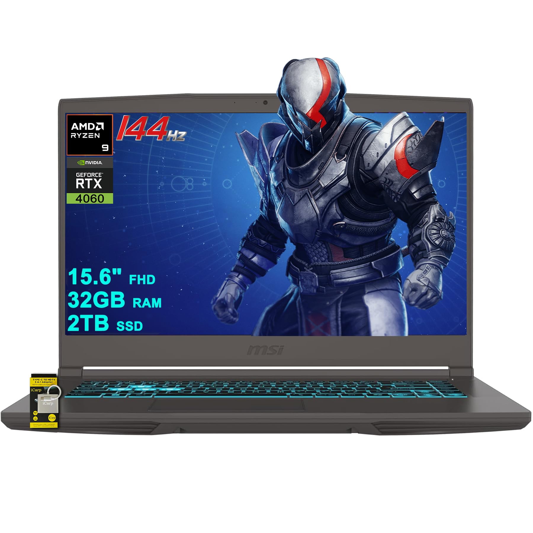 MSI Thin A15 AI Gaming Laptop 15.6" FHD IPS 144Hz AMD Octa-core Ryzen 9 ...