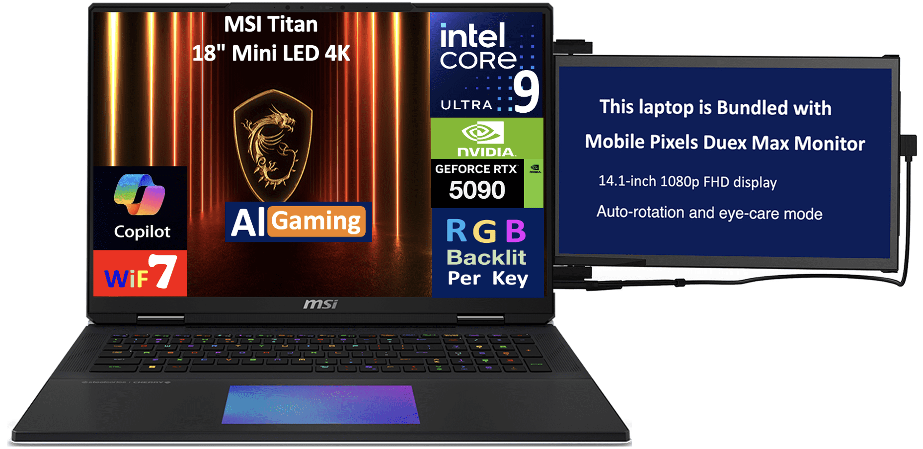 MSI Titan AI Gaming Laptop 18in 120Hz Mini LED 4K Display (Intel Ultra ...