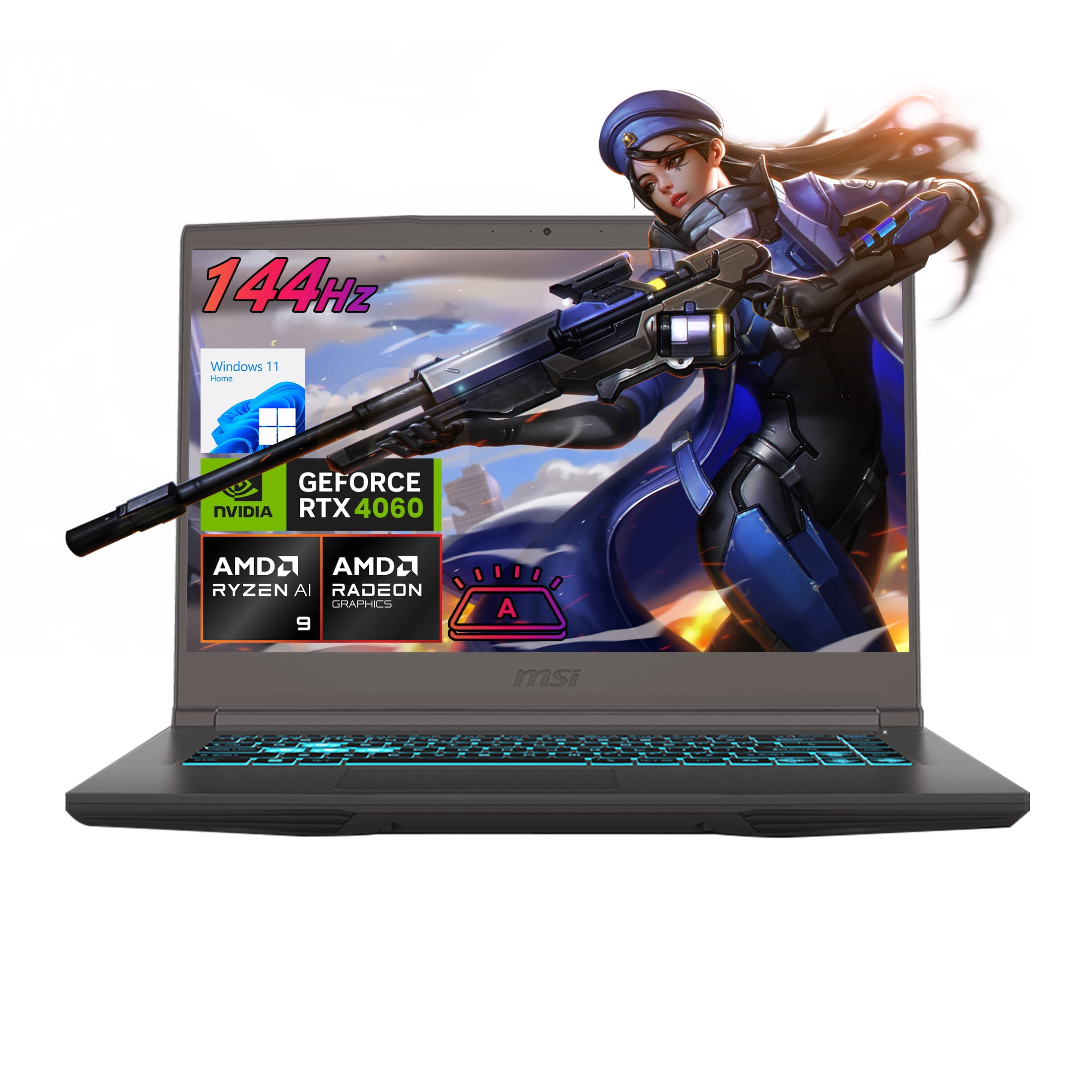 MSI Ultra Thin A15 144Hz VR-Ready AI Gaming Laptop, AMD Ryzen 9 8945HS ...