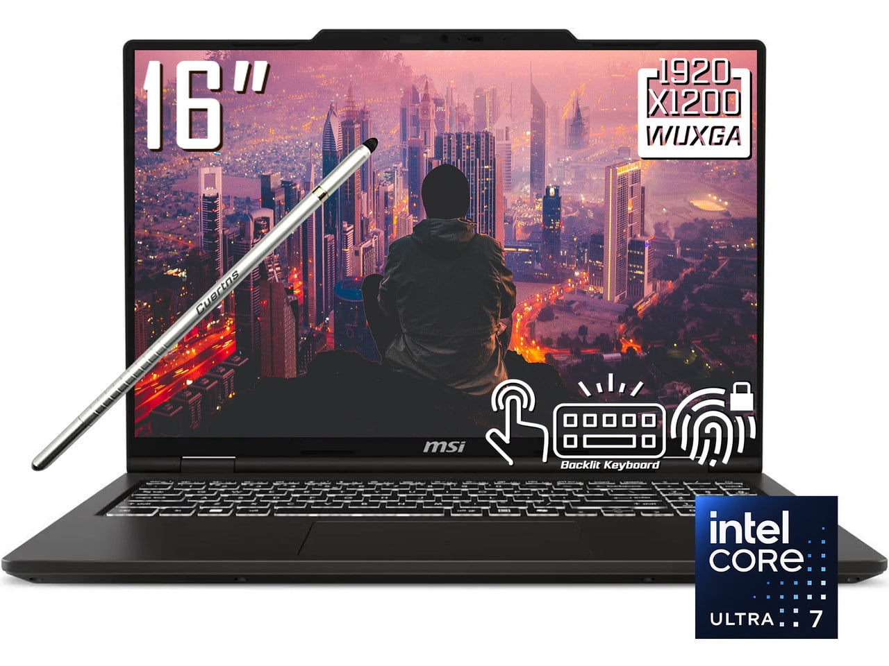 MSI Venture 16 AI Laptop, 16" FHD+ 1920 x 1200 IPS LCD Touchscreen ...