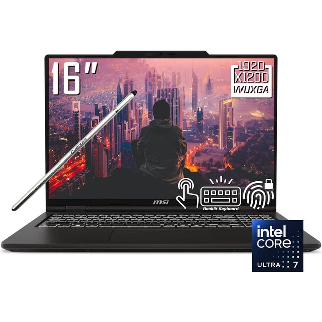 MSI Venture 16 AI Laptop, 16" FHD+ 1920 x 1200 IPS LCD Touchscreen ...