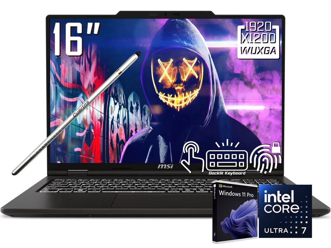 MSI Venture 16 AI Laptop, 16" FHD+ 1920 x 1200 IPS LCD Touchscreen ...