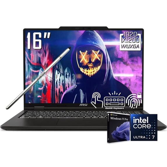 MSI Venture 16 AI Laptop, 16" FHD+ 1920 x 1200 IPS LCD Touchscreen ...