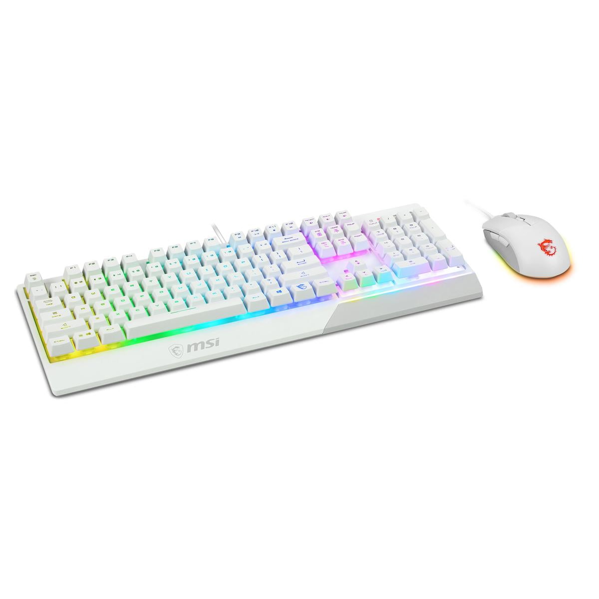 MSI Vigor GK30 Combo White, 6-Zone RGB GK30 Gaming Keyboard & GM11 ...
