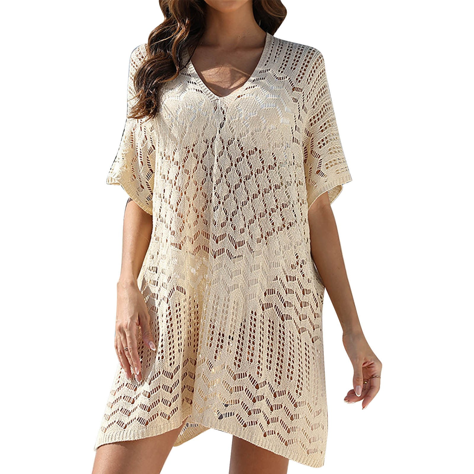 MSJUHEG Bathing Suit Cover Ups,Kimono Cover Up,Mesh Knit Beach Dress ...