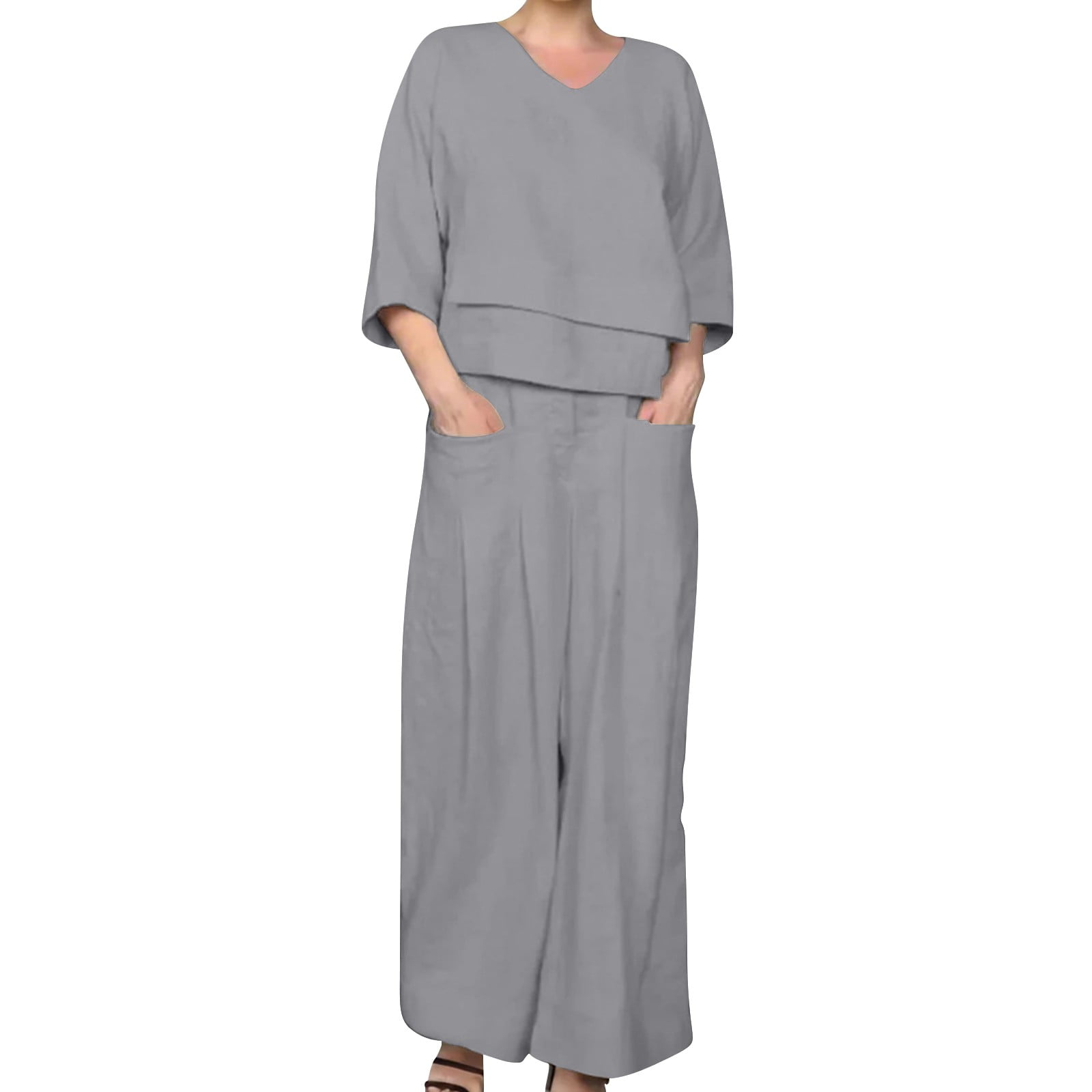 MSJUHEG Beach Sets for Women Linen Pants Women Linen Sets for Women 2 ...