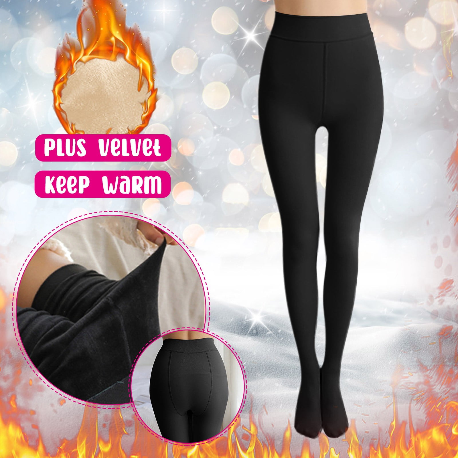 MSJUHEG Fishnet Tights,Wool Tights,Thermal Tights,Fleece Lined Tights ...