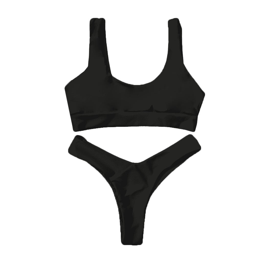 MSJUHEG High Cut Swimsuit,Bikini Tops Full Coverage Bottoms,2 Piece ...