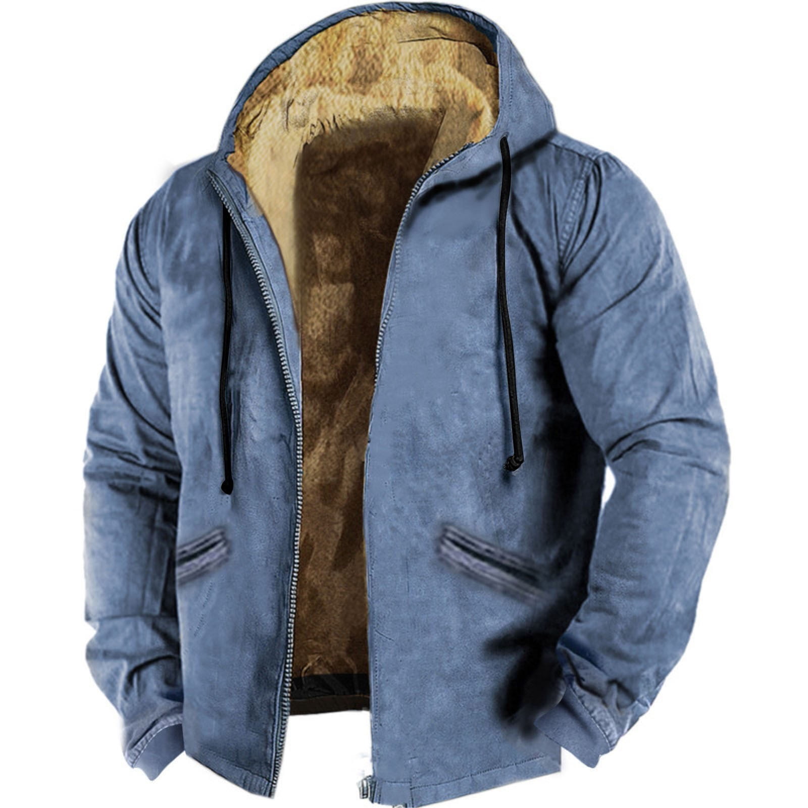 MSJUHEG Jackets for Men Winter Coats for Men's Color Matching Hooded ...