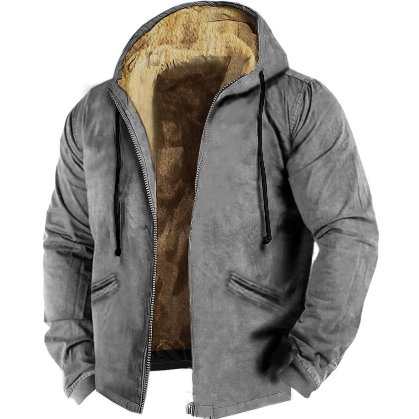 MSJUHEG Jackets for Men Winter Coats for Men's Color Matching Hooded ...