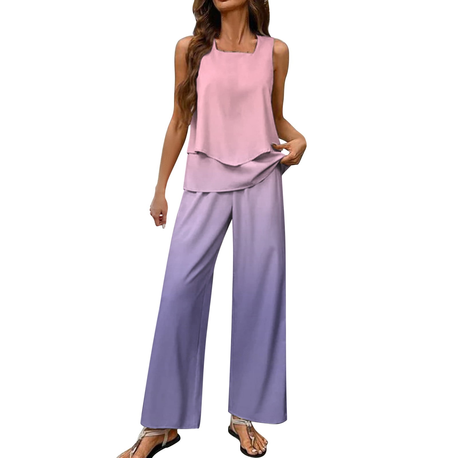 MSJUHEG Linen Sets for Women 2 Piece Lounge Sets for Women Beach Sets ...
