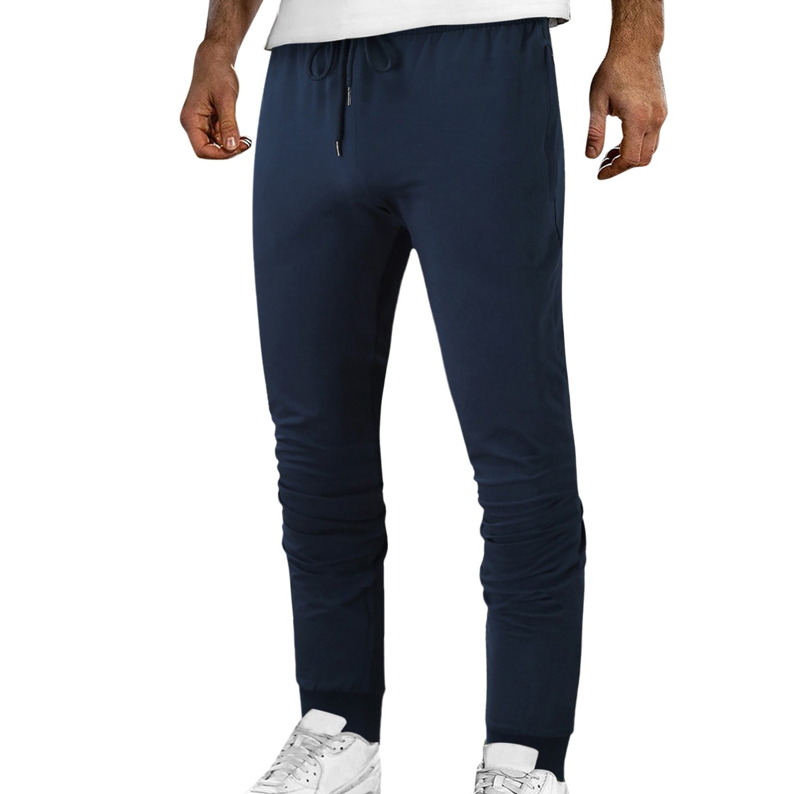MSJUHEG Mens Sweatpants Men'S Pants Men'S Solid Cotton Casual Zipper ...