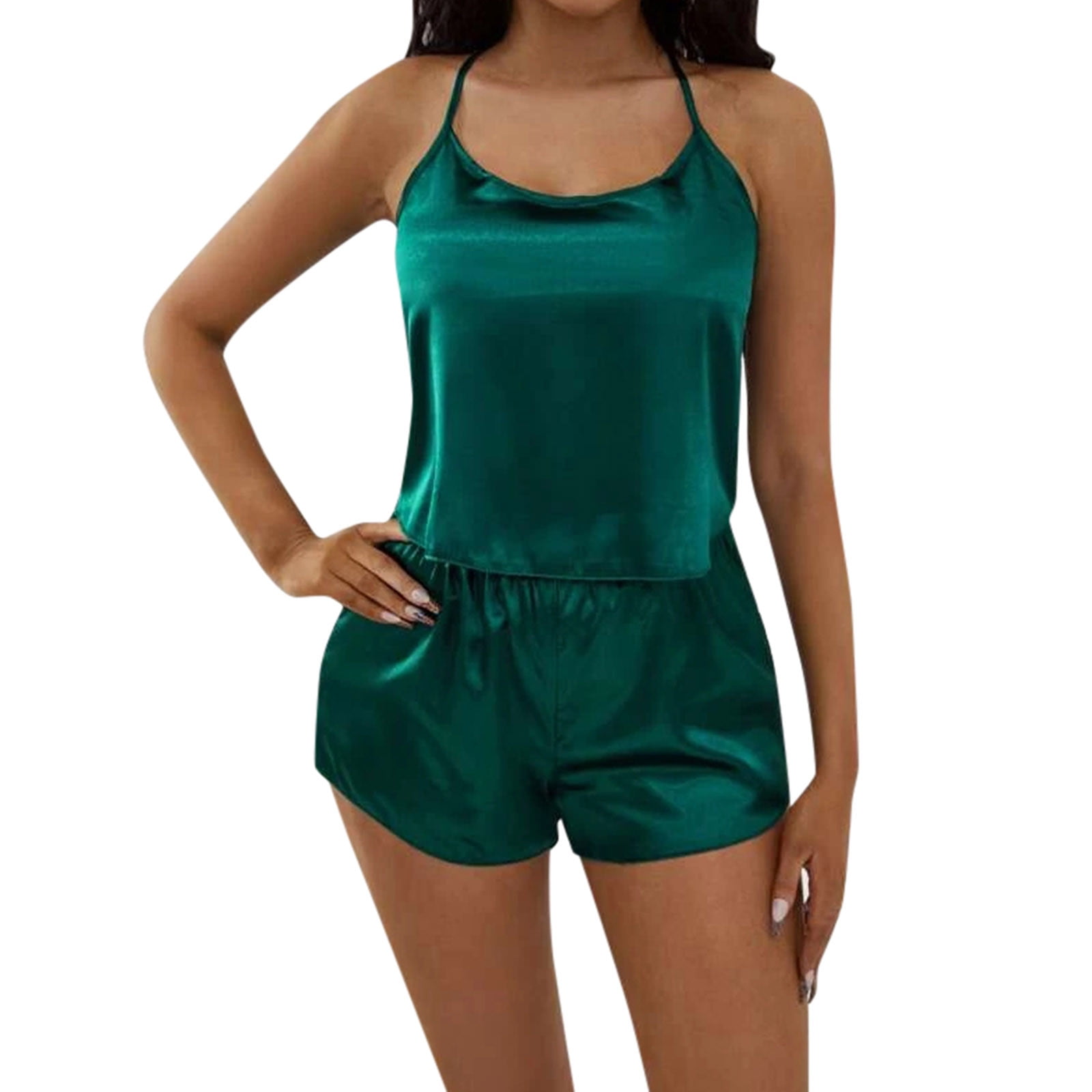 MSJUHEG Pajama Sets for Women 2 Piece Camisole Tops for Women Halter ...