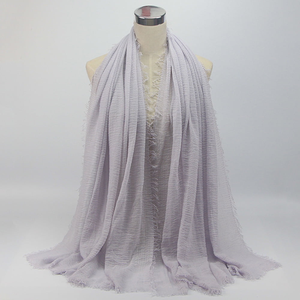 MSJUHEG Scarf Shawls And Wraps Viscose Maxi Crinkle Cloud Hijab Scarf ...