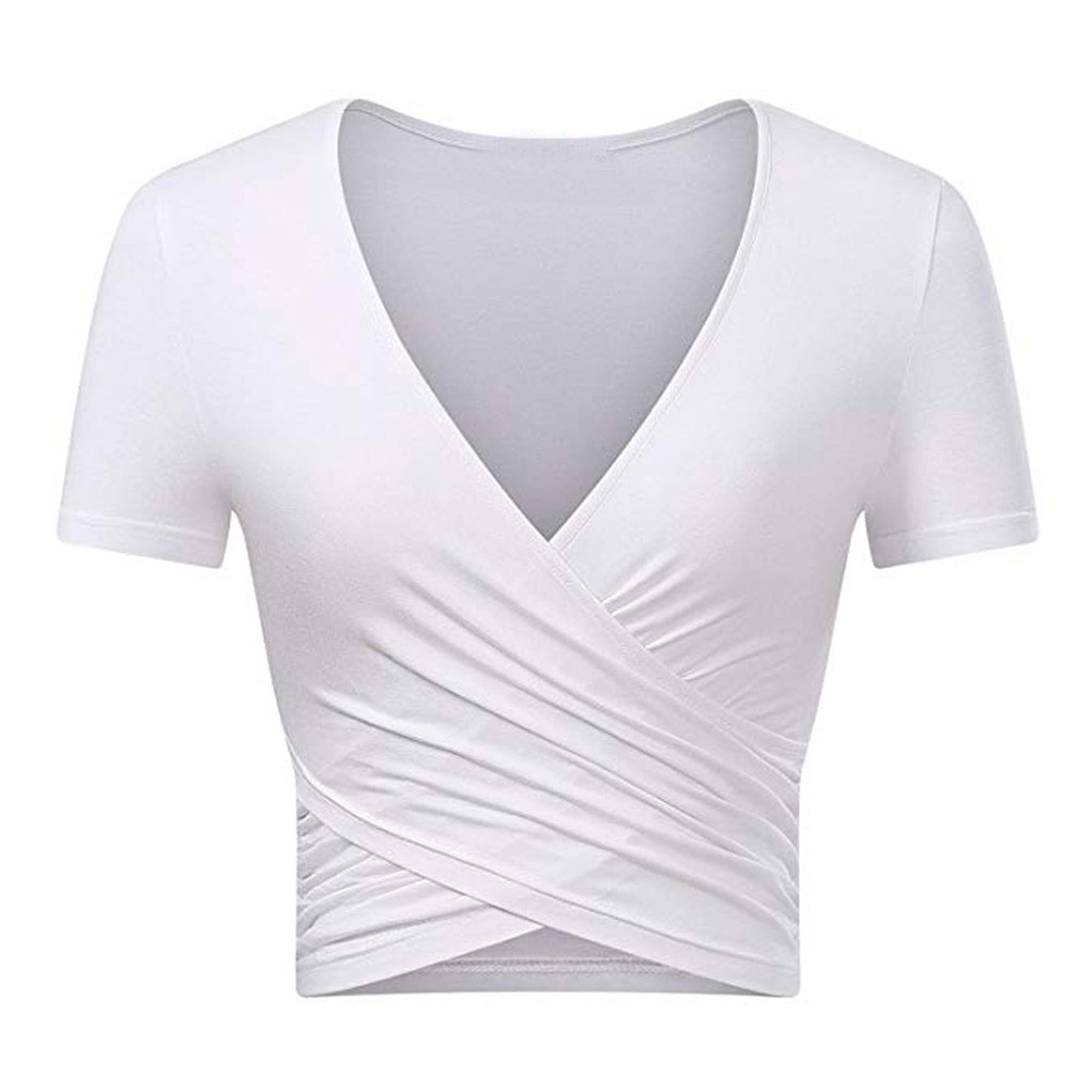 MSJUHEG Sweatshirt For Women Womens Tops Women Deep V Neck Short Sleeve ...