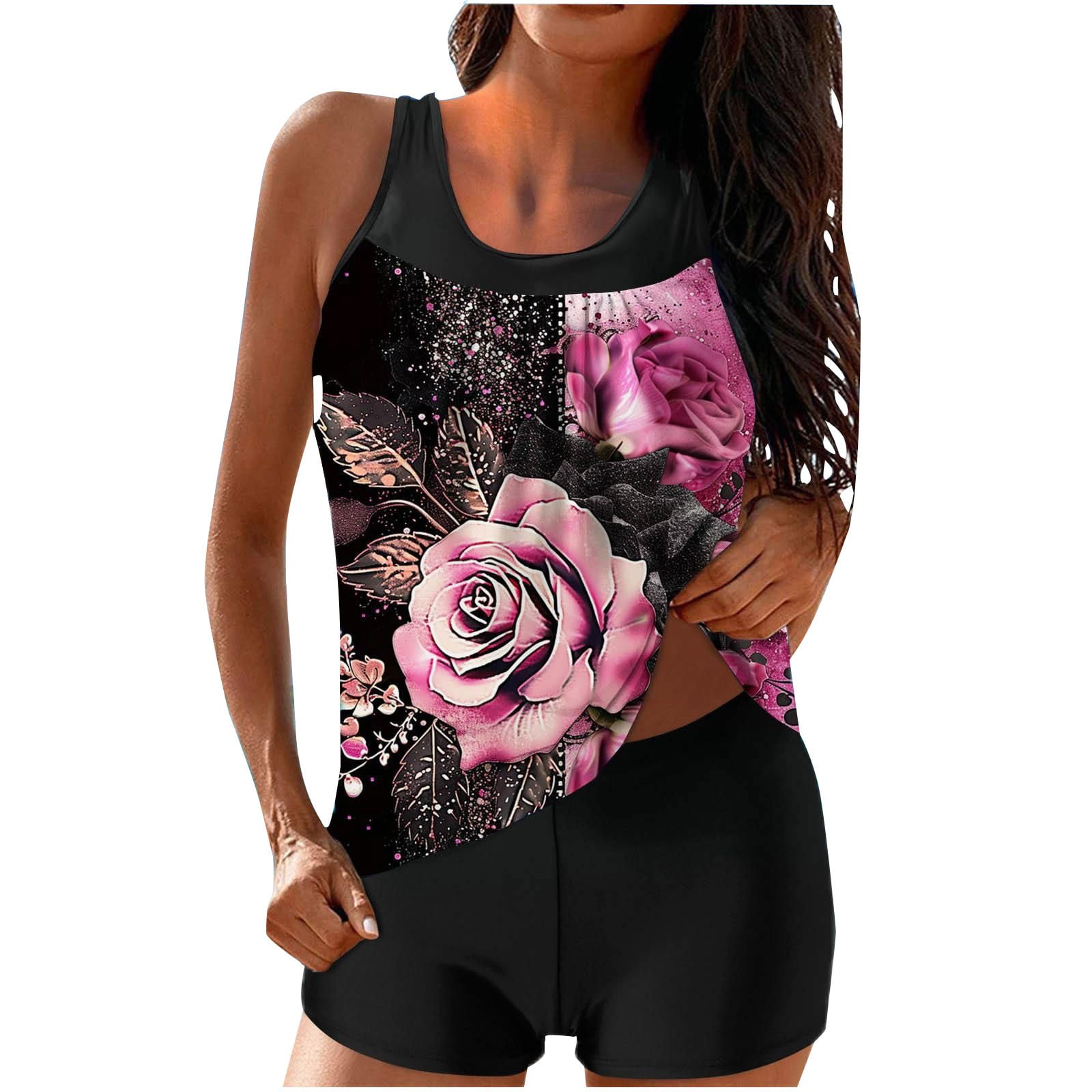 MSJUHEG Tankini with Skirt,Plus Size Swimsuit for Women,Bathing Suit ...