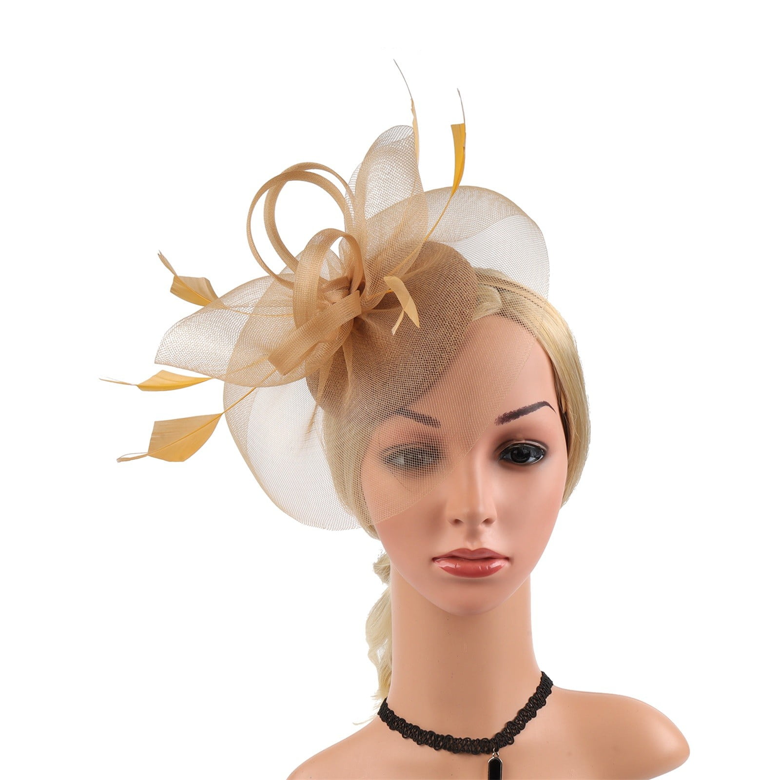 MSJUHEG Tea Party Hats,Feather Hair Clip,Feather Headpiece,Church Hats ...