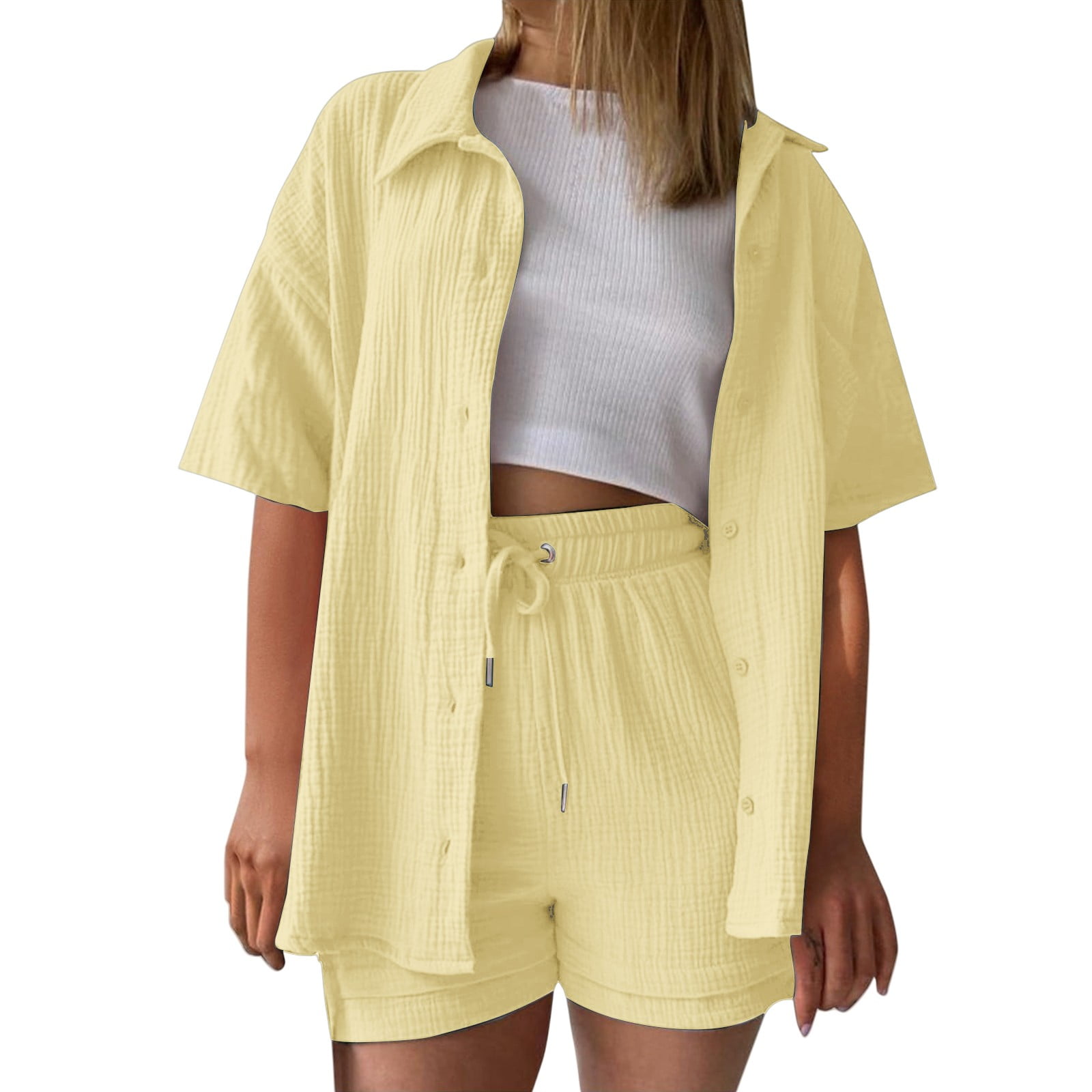 MSJUHEG Two Piece Short Set for Women Workout Outfits for Women 2 Piece ...