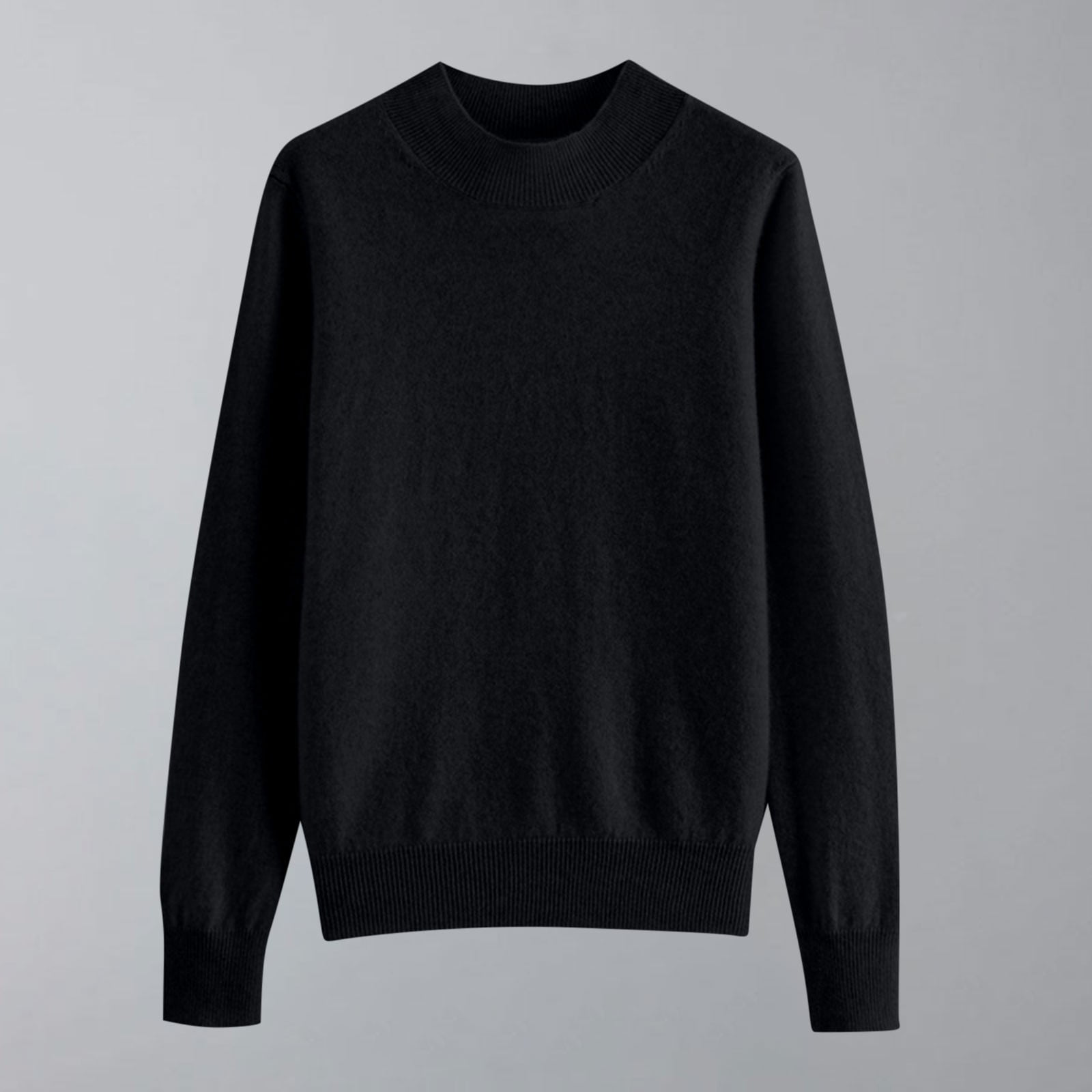MSJbahu Sweaters for Women Knitted Black Long Sleeve Solid Lightweight ...