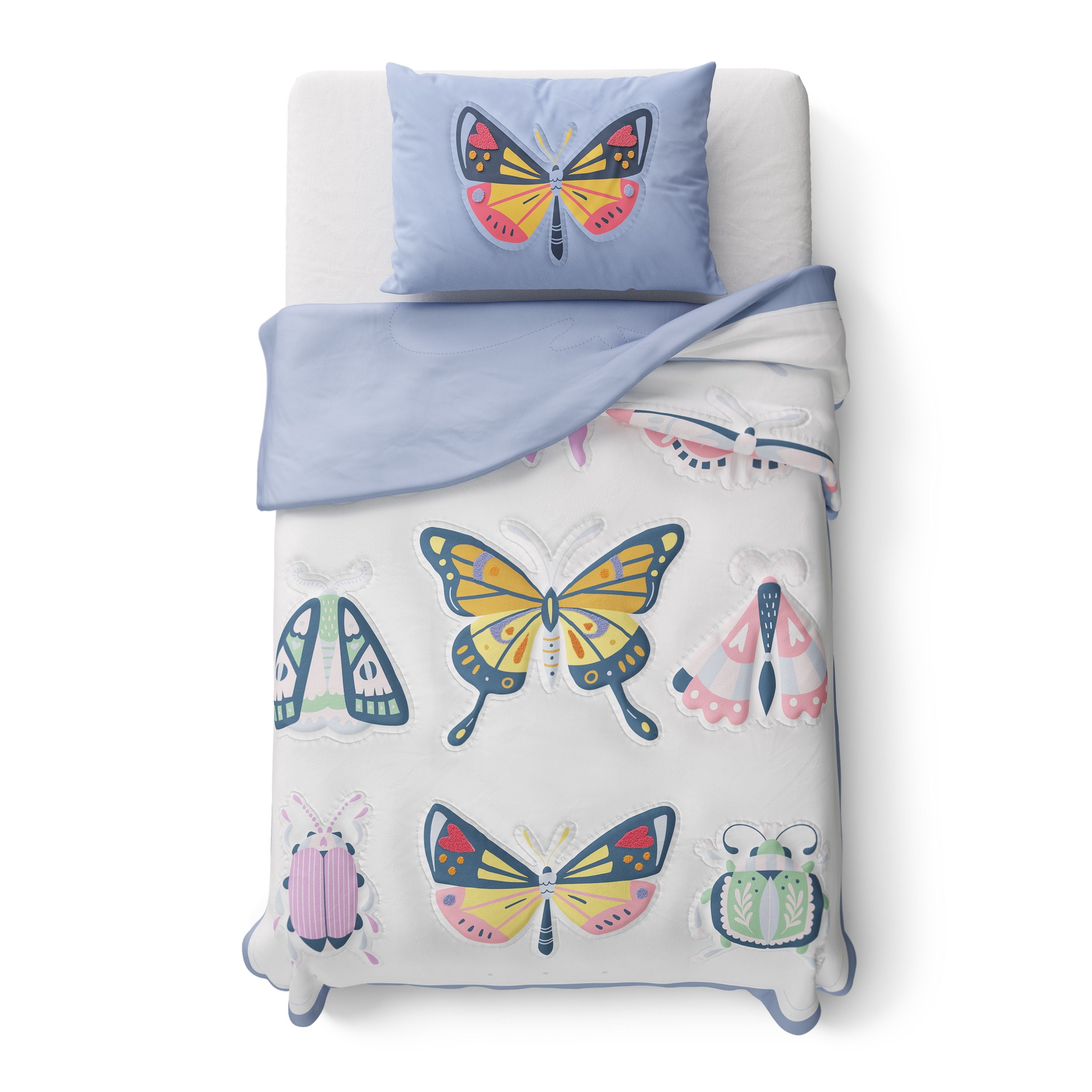 Mainstays Kids Textured Butterfly Comforter Set, Twin, 2 Pieces ...