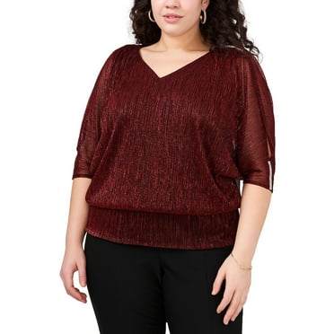 Msk Scoop Neck Slit Shoulder Blouse,Womens - Walmart.com