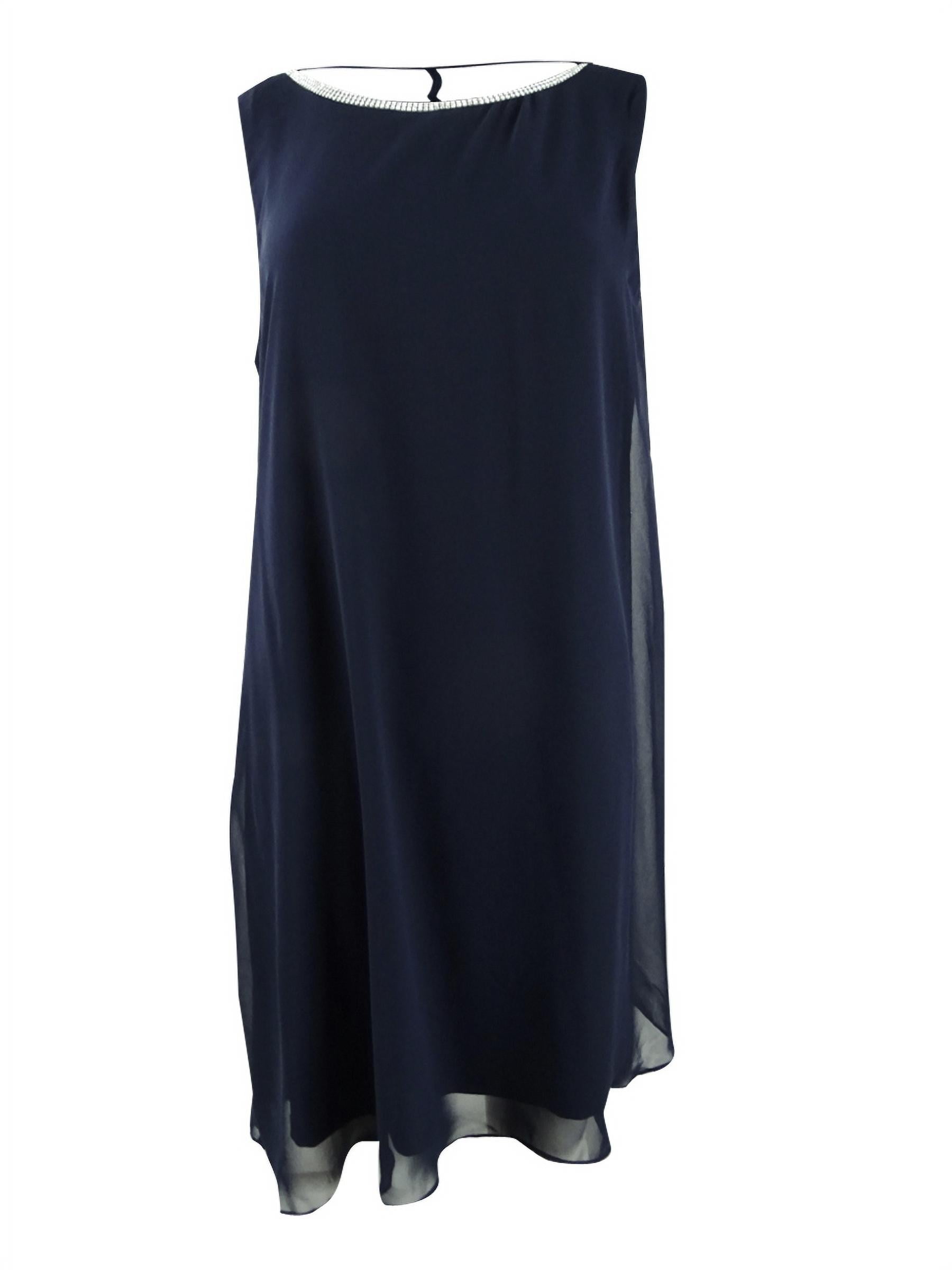 MSK Women's Embellished T-Back Dress (6, Navy/Silver) - Walmart.com