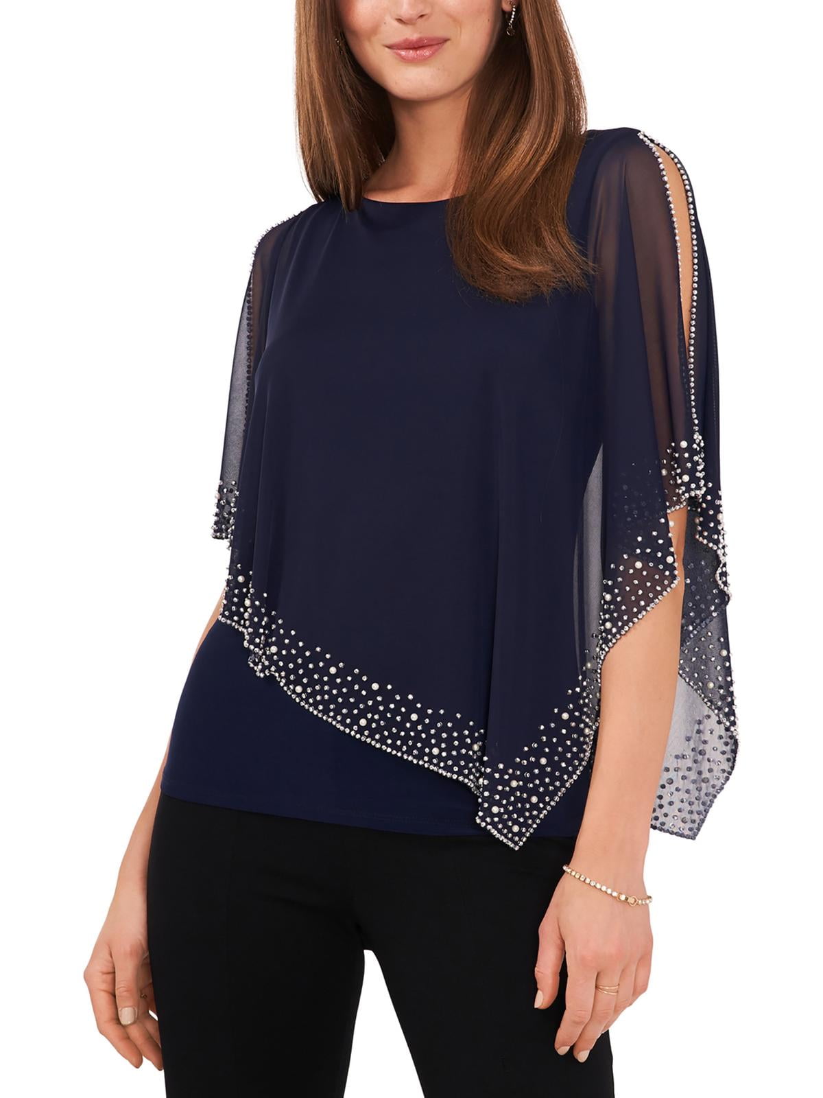 MSK Womens Drapey Embellished Blouse - Walmart.com