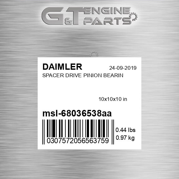 MSL 68036538AA SPACER DRIVE PINION BEARIN fits DAIMLER (New OEM ...