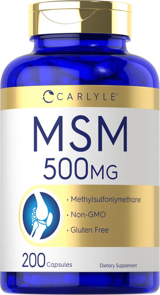 Carlyle MSM Supplement, 500mg, 200 Quick-Release Capsules, Gluten-Free ...