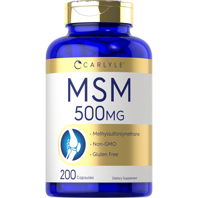 Carlyle MSM Supplement, 500mg, 200 Quick-Release Capsules, Gluten-Free ...