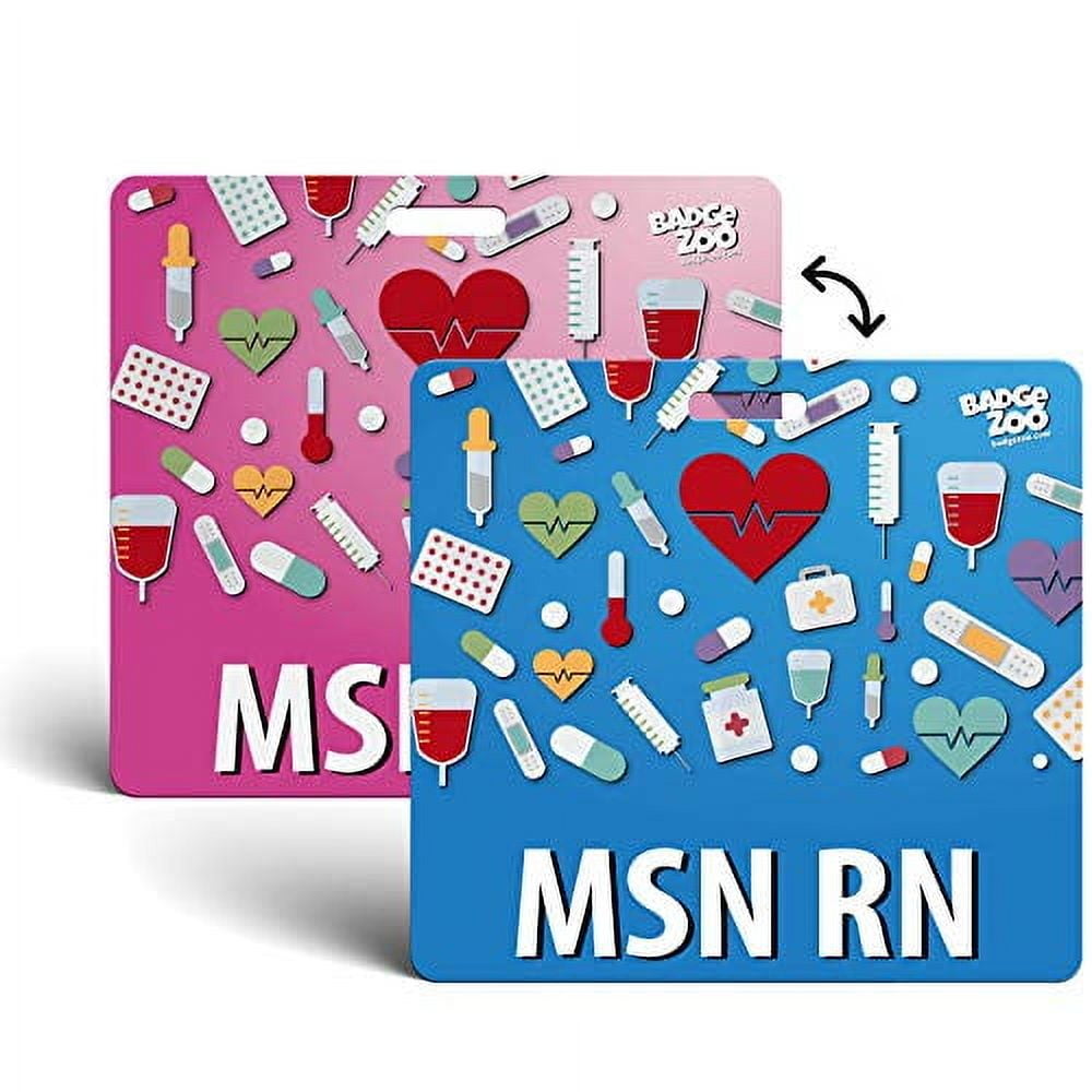 MSN RN Badge Buddy - Pink/Blue - Horizontal Badge Id Card for ...