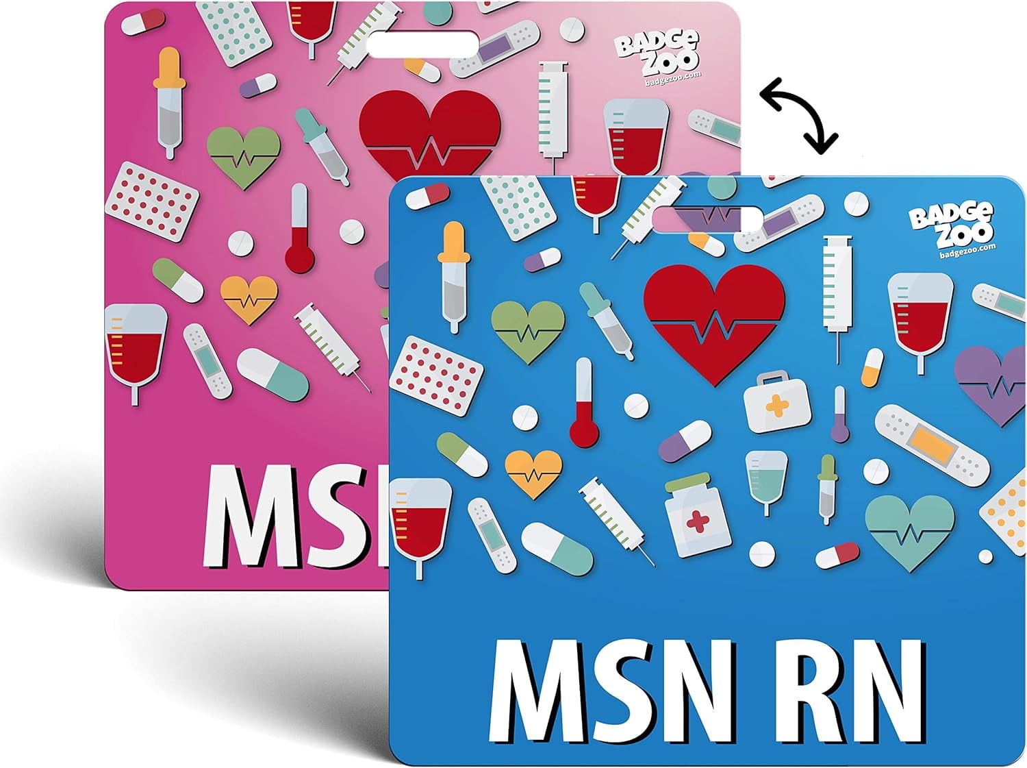 MSN RN Badge Buddy - Pink/Blue - Horizontal Badge Id Card for ...