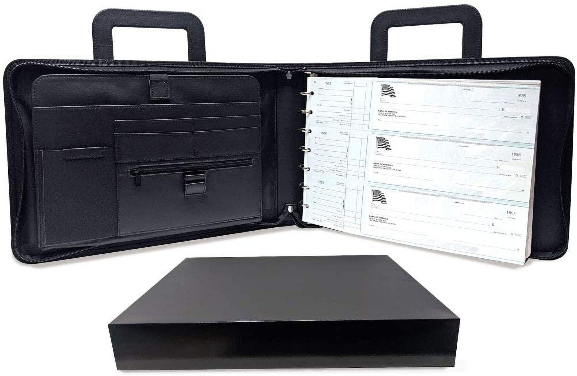 MSP 7 Ring Business Check Portfolio Binder with Handle, Zipper Closure for 3-to-A Pages Business ...