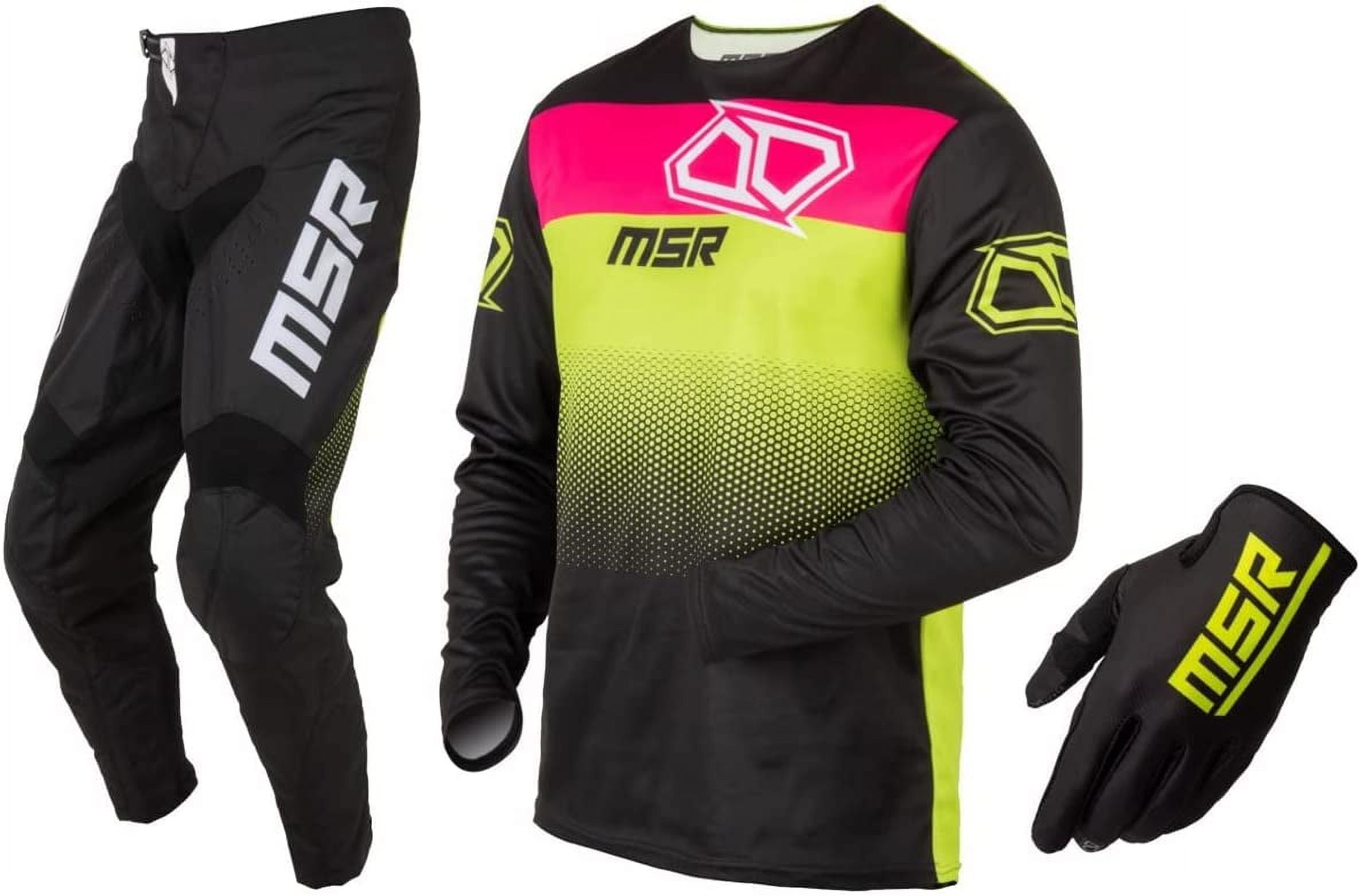 MSR Axxis Range Gear Set Flo Green/Pink Large Jersey, 32" Pant, Medium ...