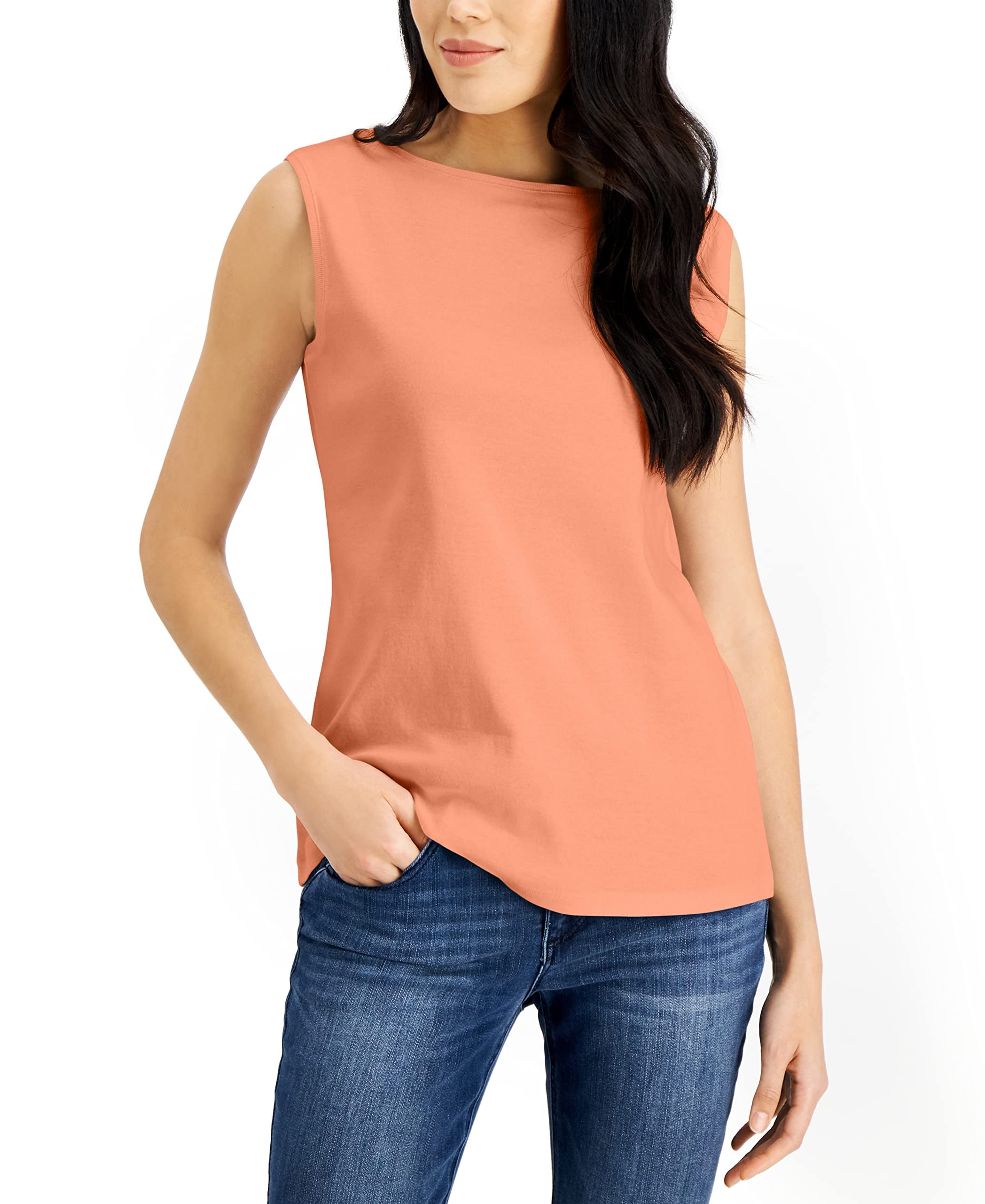 MSRP $13 Karen Scott Women Cotton Boat-Neck Tank Top Orange Size 2XL ...