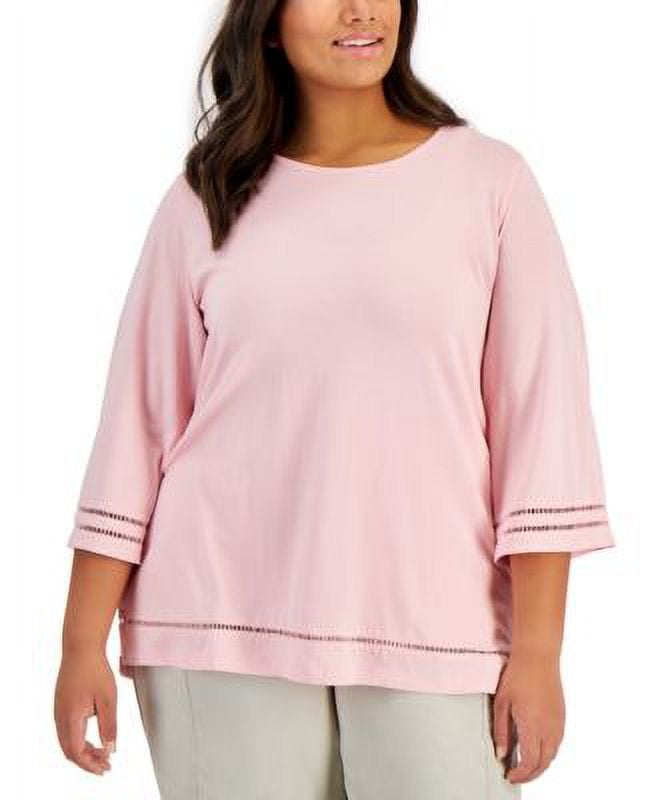 MSRP $40 Karen Scott Women Plus Size Ladder-Trim Tunic Top Pink Size 0X ...