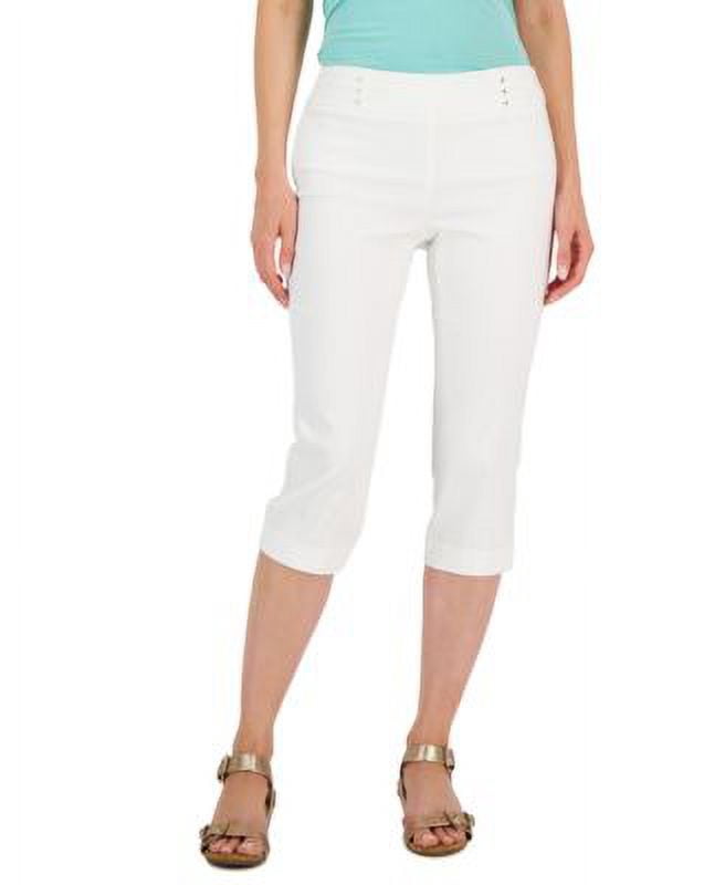MSRP $50 Jm Collection Rivet-Detail Tummy Control Capri Pants, Size ...