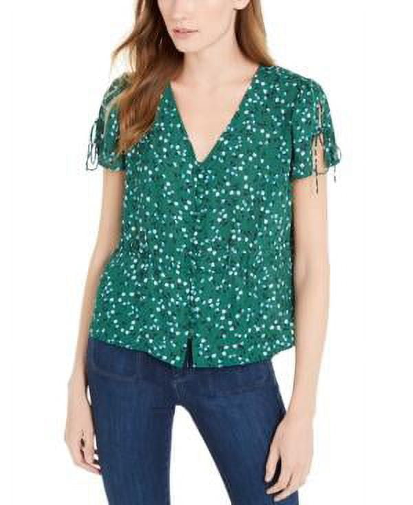 MSRP $50 Maison Jules Tie-Sleeve Button-Down Blouse Green Size 2XL ...