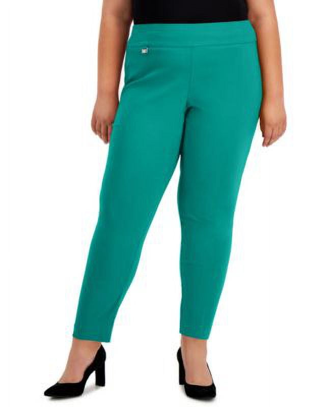 MSRP $55 Alfani Plus Size Tummy-Control Pull-On Skinny Pants Aqua Size ...