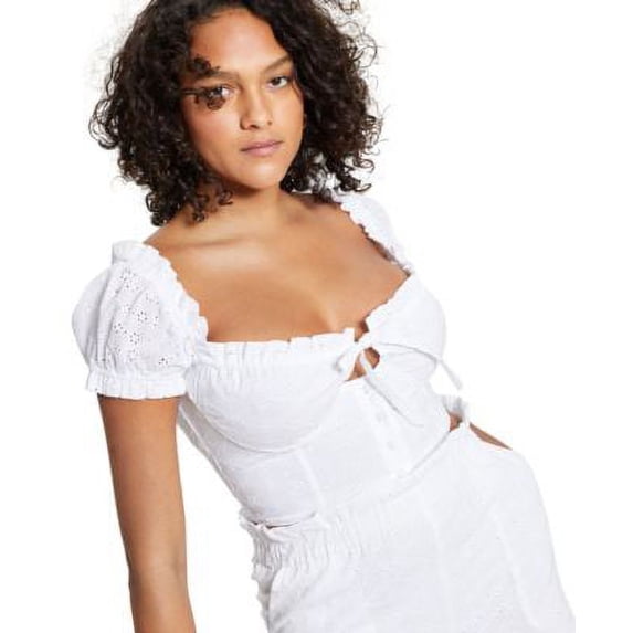 MSRP $60 Bar III Women Underwire Eyelet Keyhole Crop Top White Size 2 ...