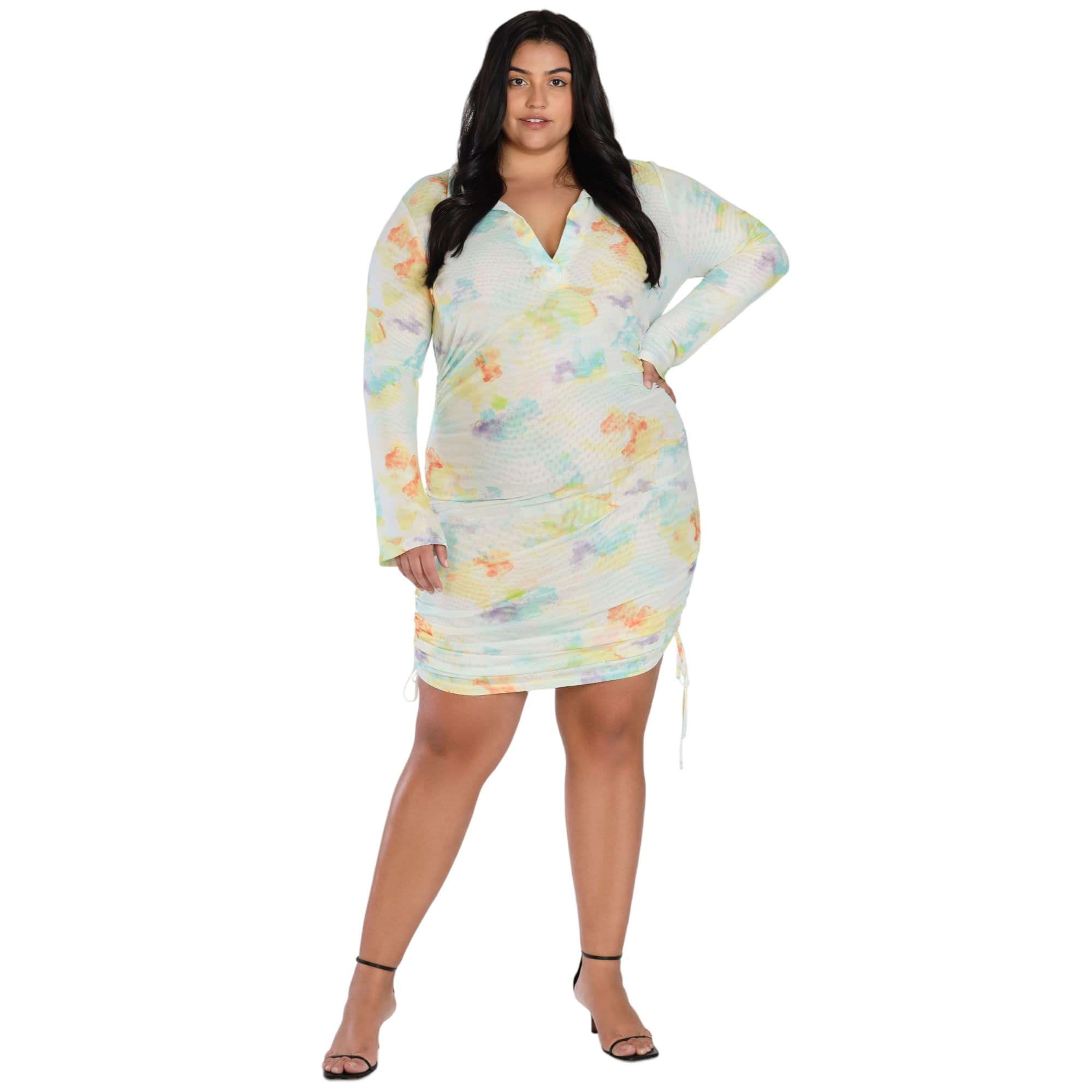 MSRP $70 Bar III Women English Trendy Plus Size Ruched Multicolor Dress ...